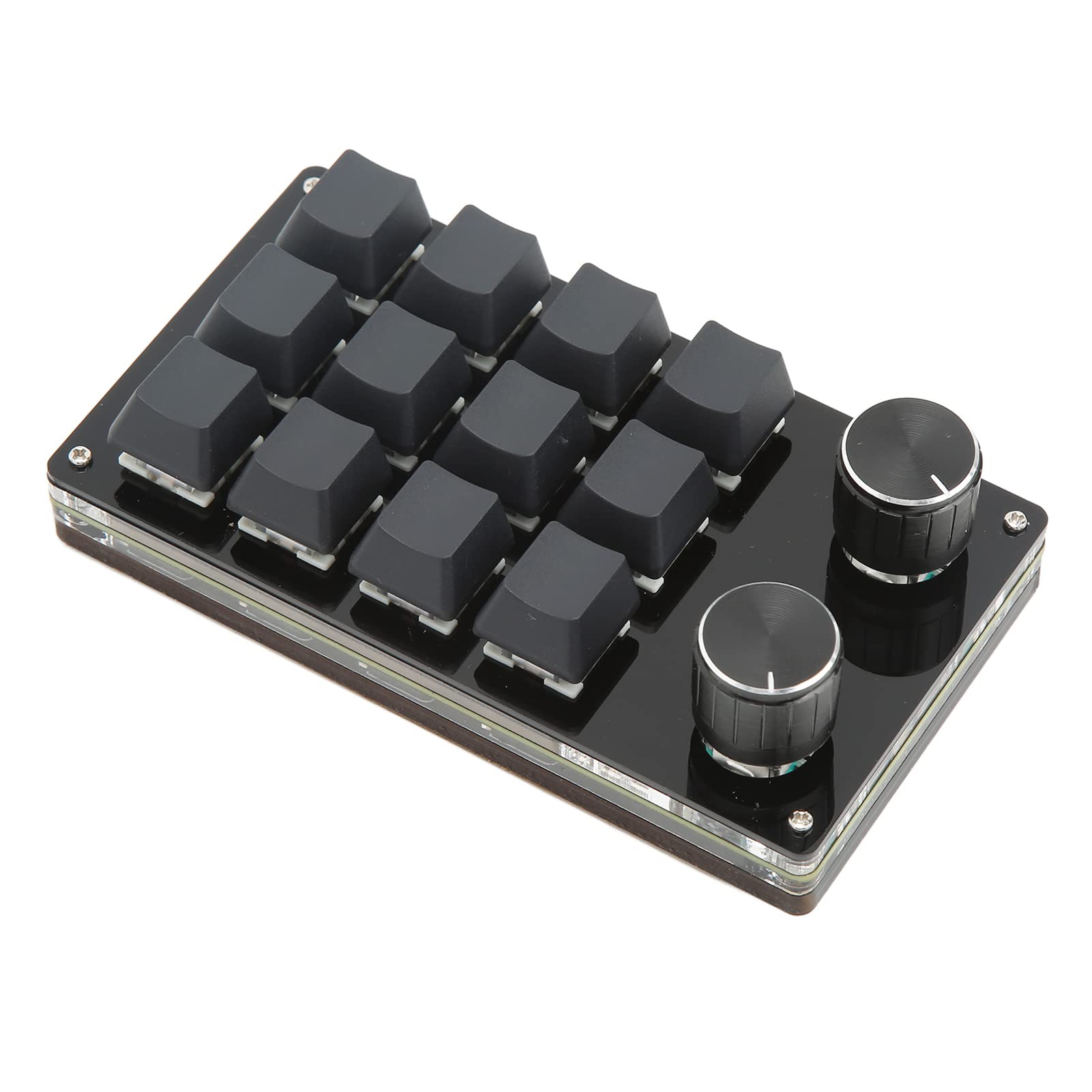 Programmable Macro Keyboard, Black DIY Mini Keyboard 2 Knobs for Gaming