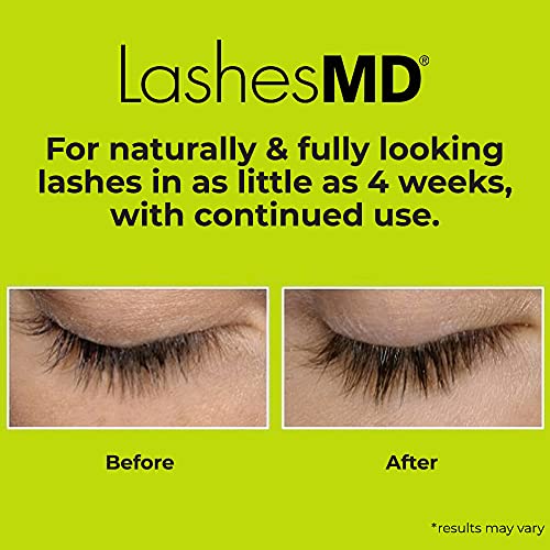 LashesMD Eyelash Growth Serum & Conditioner, 0.135 oz. – Naturally Enhances for Stronger, Thicker Lashes & Brows – Paraben & Cruelty Free – Clinically Formulated with Peptides & Botanicals