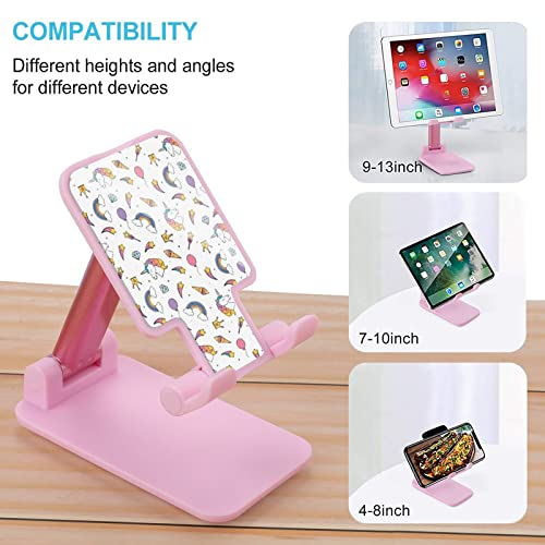Unicorn Rainbow Ice Ice Cream Foldable Desktop Cell Phone Holder Portable Adjustable Stand for Travel Desk Accessories