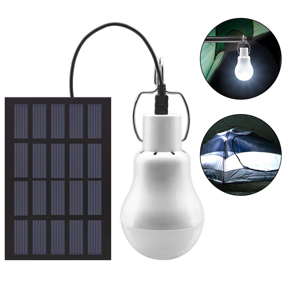 GreeSuit Solar Powered Shed Led Light Bulb Portable USB Charge Lantern Lamp Spotlight Indoor Office Kitchen Reading with Solar Panel for Outdoor Hiking Camping Tent Fishing Lighting