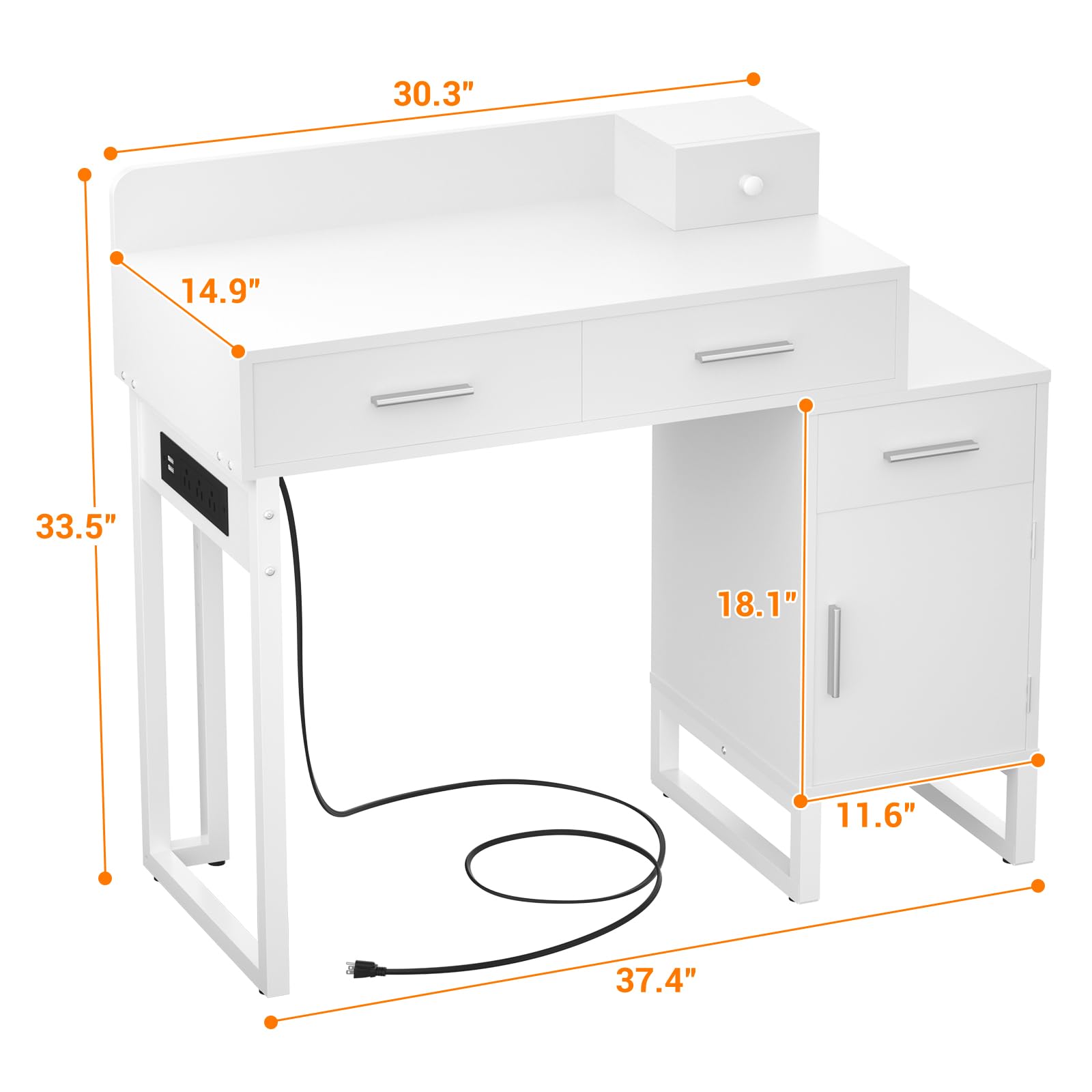 Vanity Desk with 4 Storage Drawers White