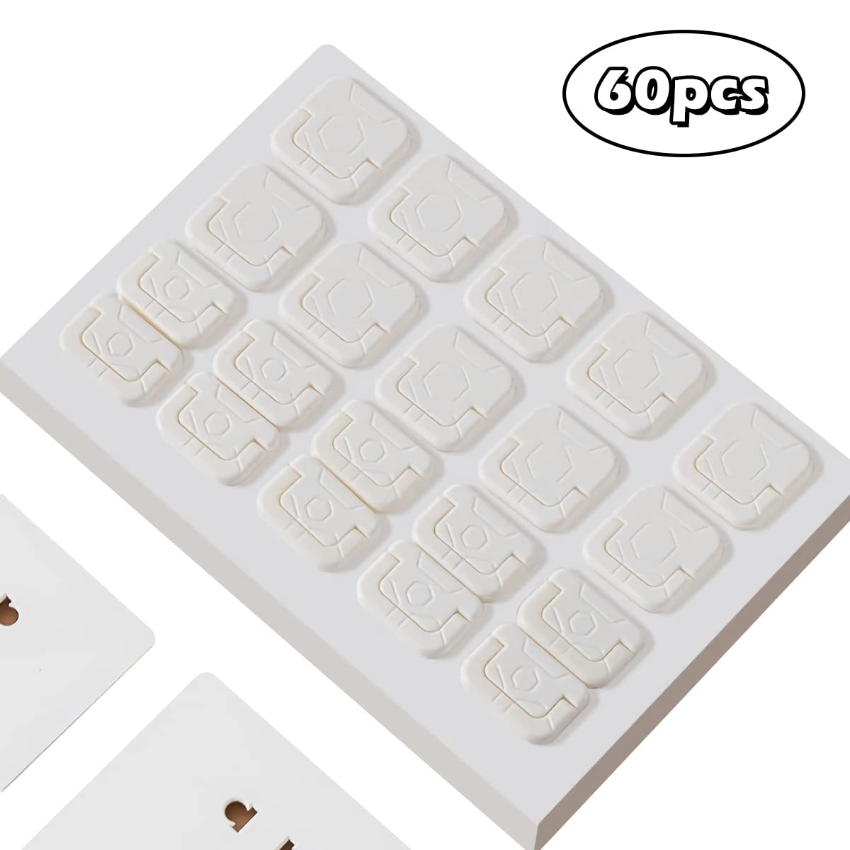Outlet Covers Baby Proofing (60 Pack) Mulaibdin Safety Socket Covers for Child, Electrical Outlet Protectors with Hidden Pull Handle, No Easy to Remove by Children Outlet Cap for 2/3-Prong