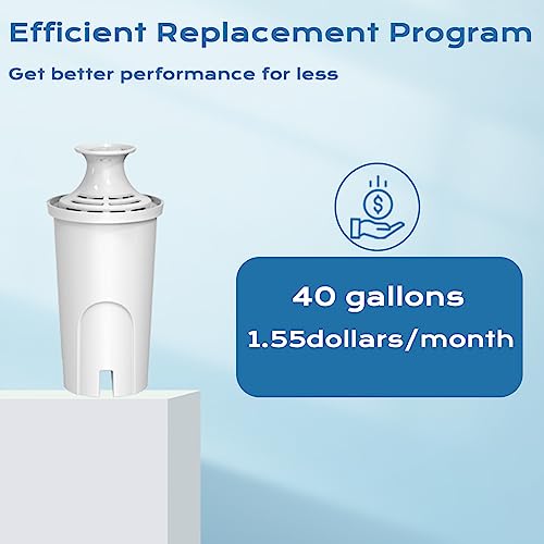 Replacement for Brita Water Filter,Standard Water Filter Compatible with Classic OB03, Mavea 107007, and More, NSF Certified Pitcher Water Filter, 1 Year Filter Supply, 6 Packs