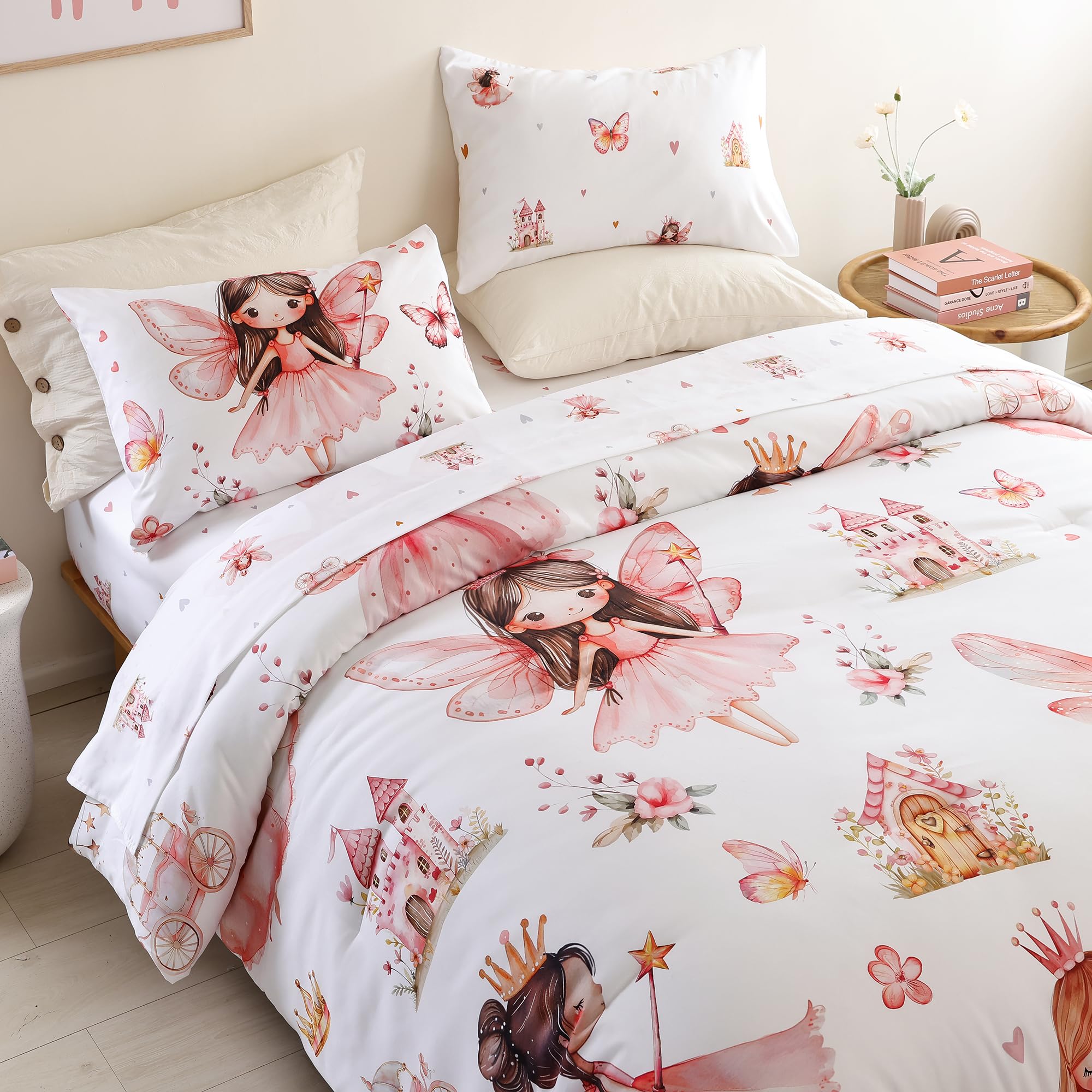 weigelia Twin Comforter Set 5 Pieces Bed in a Bag Fairy Castle Kids Comforter Set Lightweight Soft Twin Bedding Sets for Girls Boys