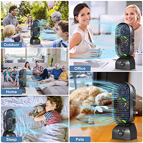 Small Tower Fan For Bedroom Desk, 10000mAh Rechargeable Oscillating Table Fan, Max Last 30Hrs, 11'' Portable Fan, 120° Oscillation for Powerful Circulation, Stepless Speed, Quiet for Home Bedroom