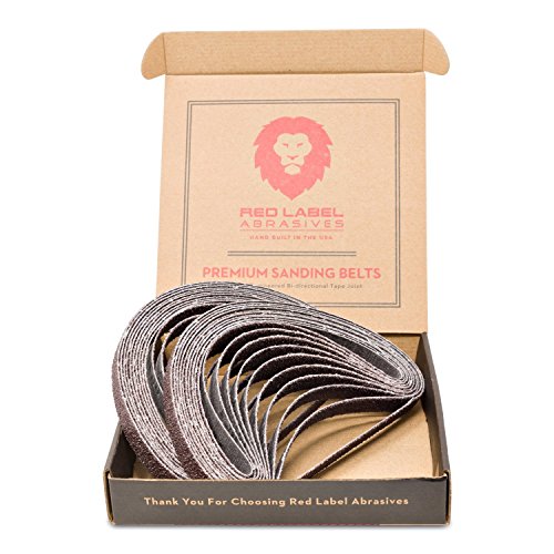 Red Label Abrasives 1/2 X 18 Inch 60 Grit Aluminum Oxide Air File Sanding Belts, 20 Pack