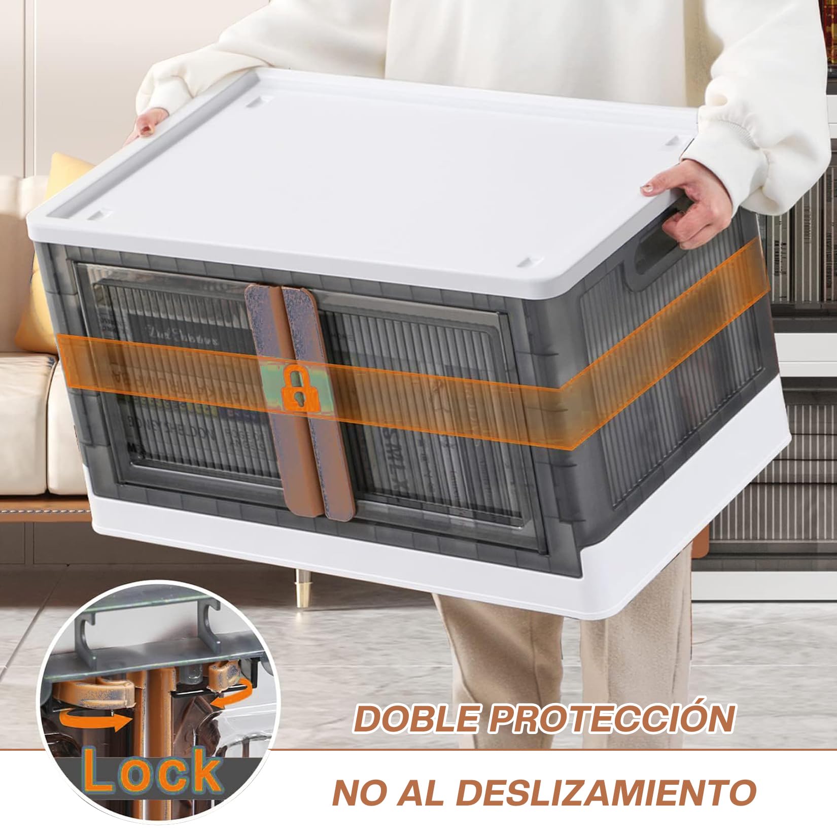 Tucorresi 3 Piece Storage Boxes, Stackable Closet Organizer, Foldable Storage Cube, Clear Organizer Boxes with Lid and Door