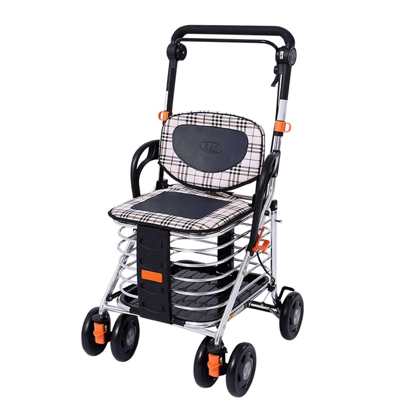 Rollator Walker 4 Wheels Walking, Folding Mobility Walking Aid, Height Adjustable Seat and Underside Shopping Basket Elderly Walker Elderly Walker,Bearing 100kg/220lbs