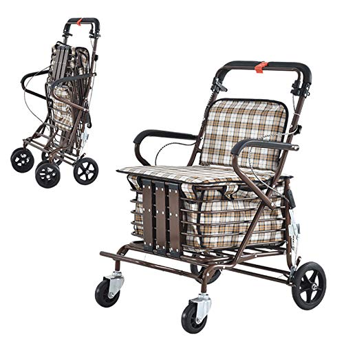 Rollator Walker 4 Wheel Rolling Walker Shopping Trolley Elderly Scooter, with Seat Design, Rolling Walker with Brakes for The Elderly,Bearing 150kg/330lbs