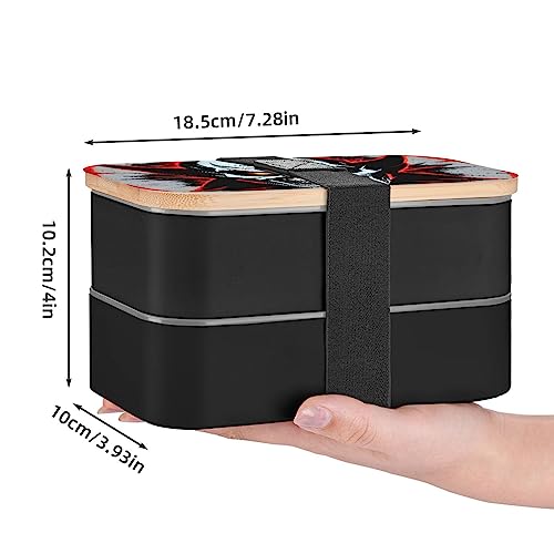 Red And Black Evil Ghost Adult Lunch Box, Bento Box, With Cutlery Set Of 3, 2 Compartments, Rectangular, Lunch Box For Adults