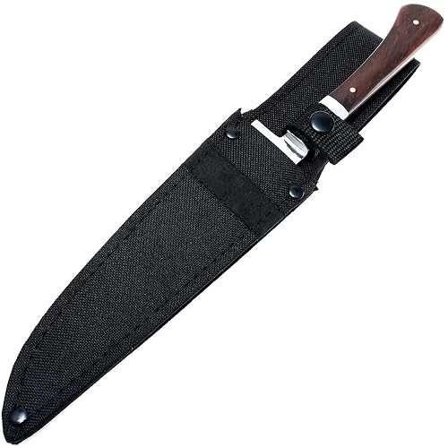 Grand Way Hunting Survival Fixed Blade Knife - Tactical Knife with Wood Handle for Hiking Camping and Fishing - Big Blade Kitchen Chefs Knife 3282