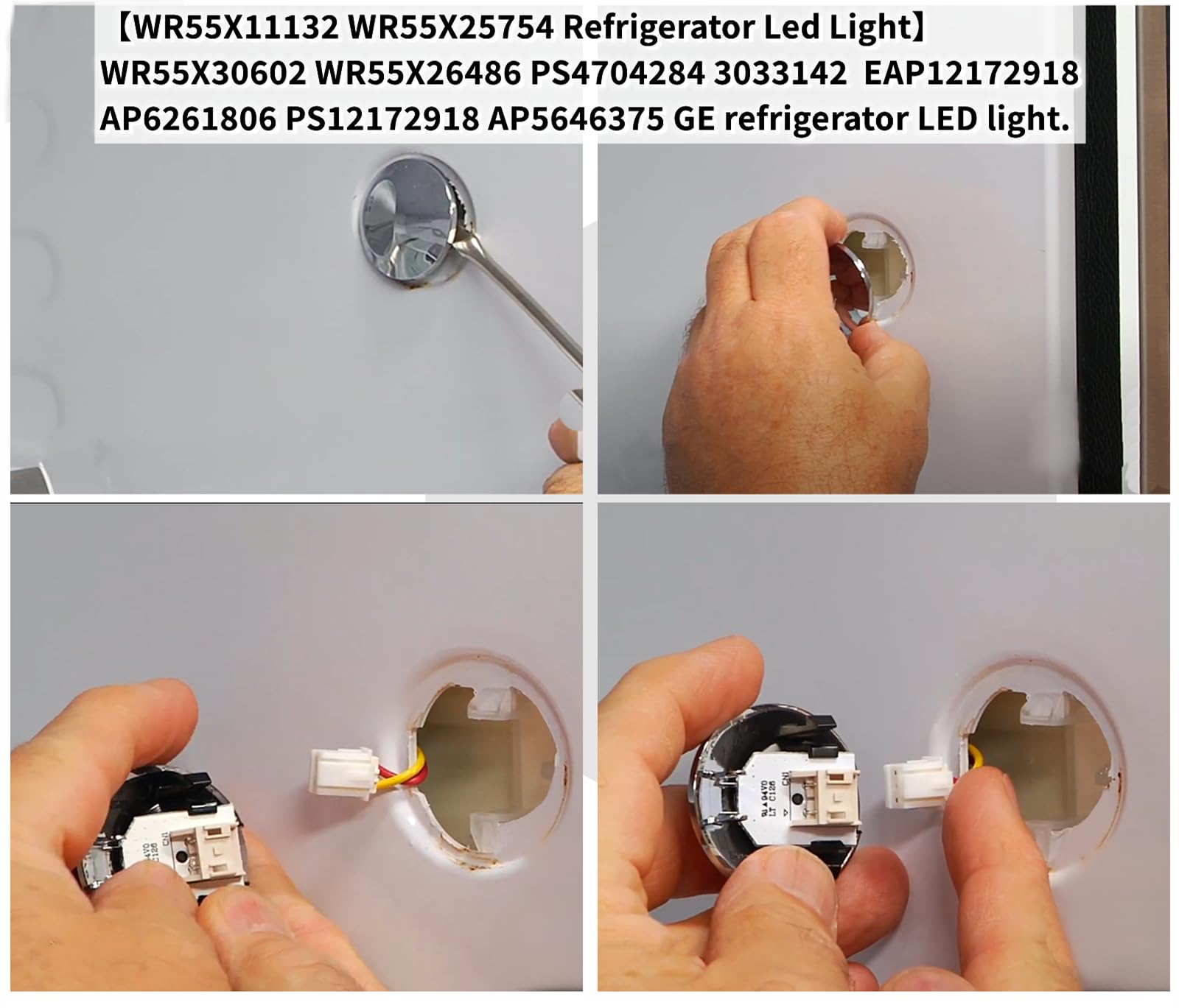 WR55X11132 WR55X25754 Compatible with GE Refrigerator Led Light and Cover Assembly Replace Refrigerator Led Light Assembly WR55X30603 WR55X26487 WR55X26486 WR55X30602