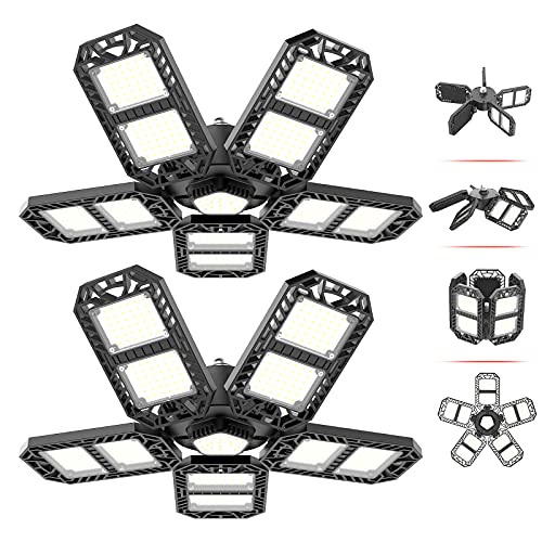 Rufbjkd Aluminum LED Garage Lights. Including 300LED Garage Light 2 Packs and 60W LED Garage Light 2 Packs