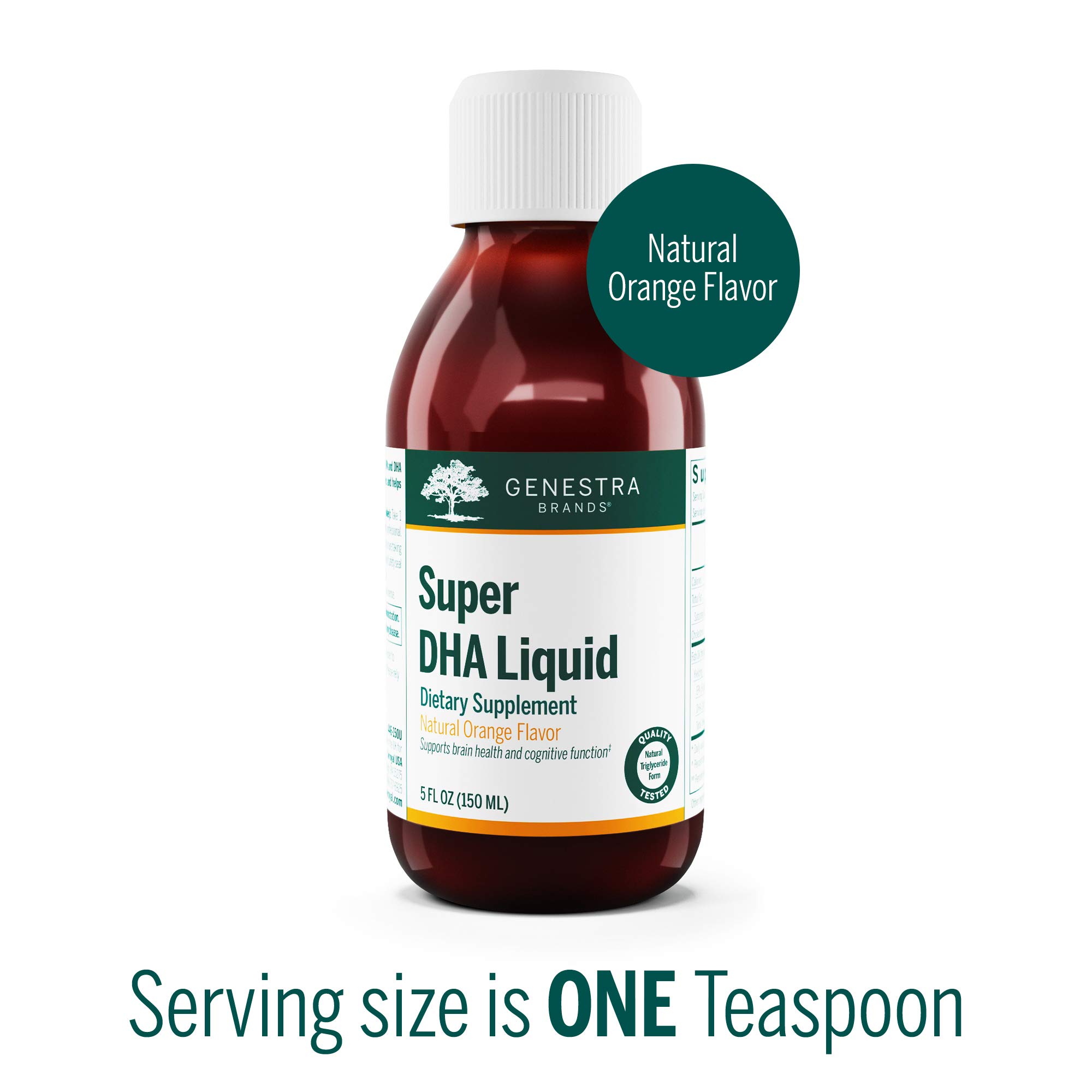 Genestra Brands Super DHA Liquid | Supports Brain Health and Cognitive Function | 5 fl. oz. | Natural Orange Flavor