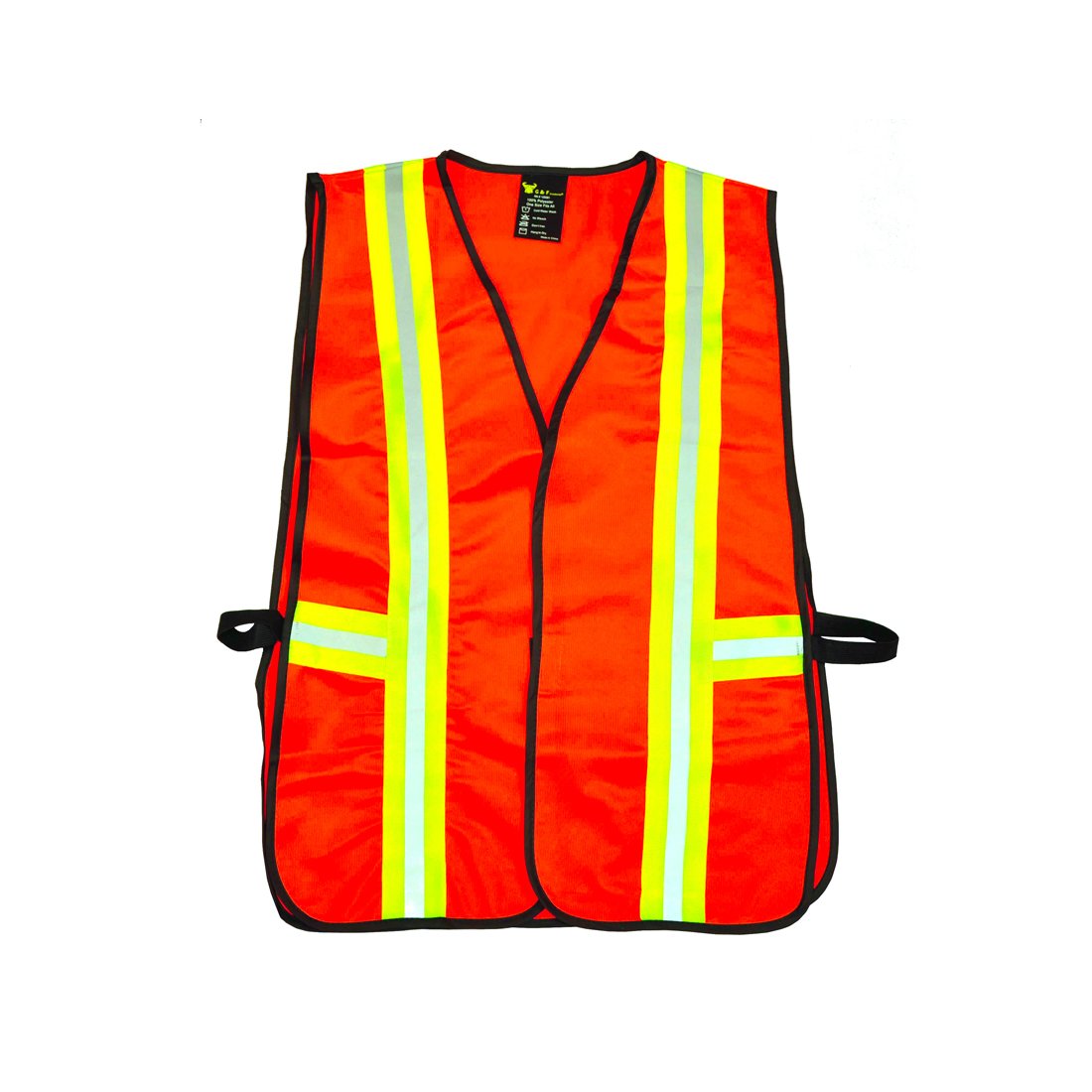 MSA 475358 V-Gard Cap Style Safety Hard Hat, White & G & F 41113 Industrial Safety Vest with Reflective Stripes, Neon Orange