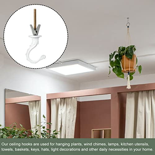 YOKIVE Ceiling Hanging Hook, Heavy Swag Hook Hanging Planter, Great for Office, Home, Daily Use (White, 1.9x2.6-Inch)