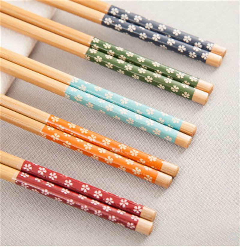 Lourmet 5 Pairs Multicolor Bamboo Chopsticks 8.8 inches Long - Reusable Chopsticks Dishwasher Safe for Chinese Foods, Japanese Chopsticks, Non Slip and Sturdy