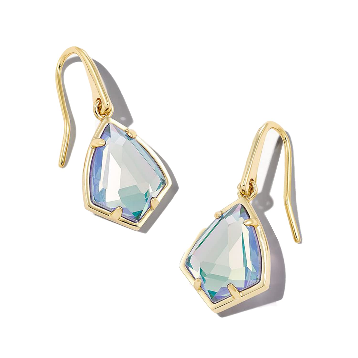 Kendra Scott Cory Drop Earrings for Women, Fashion Jewelry, Gold-Plated, Blue Dichroic Glass