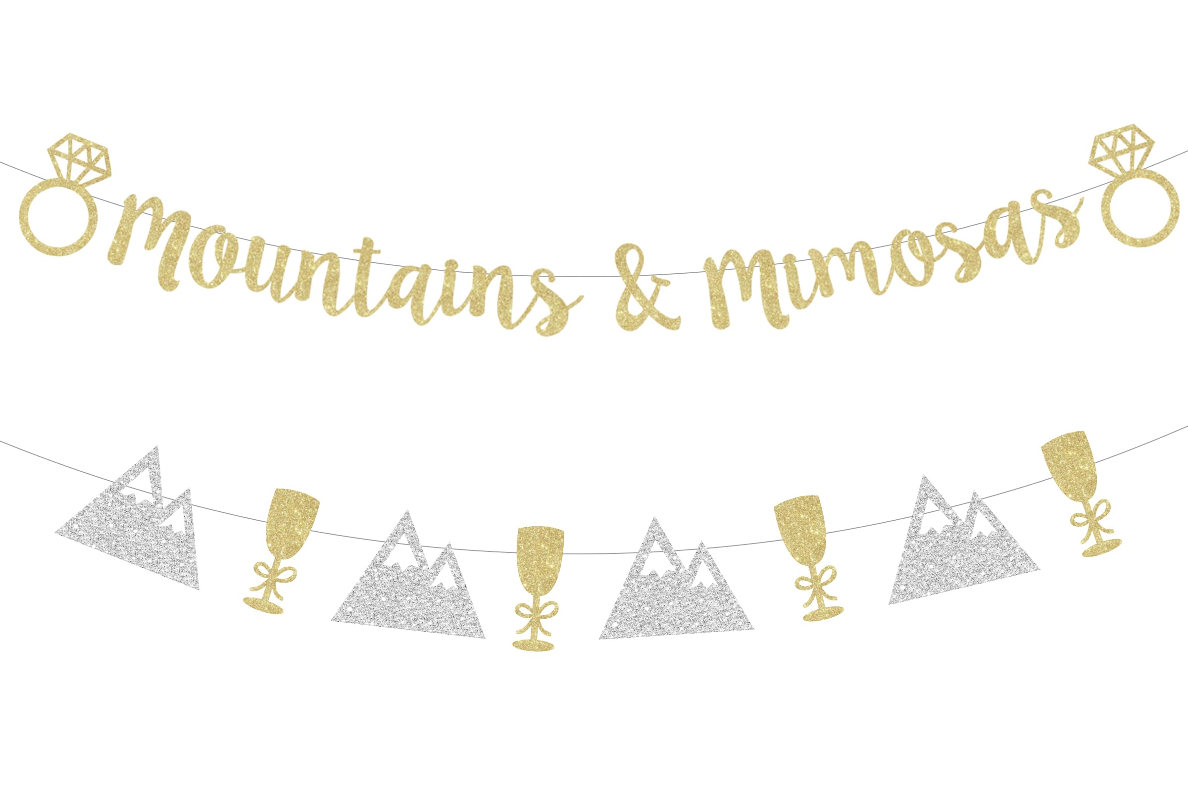 Sursurprise Mountain Bachelorette Party Decorations, Mountains & Mimosas Banner Mountain Champagne Garland Gold, Cabin Camping Glamping Bridal Shower Engagement Wedding Supplies