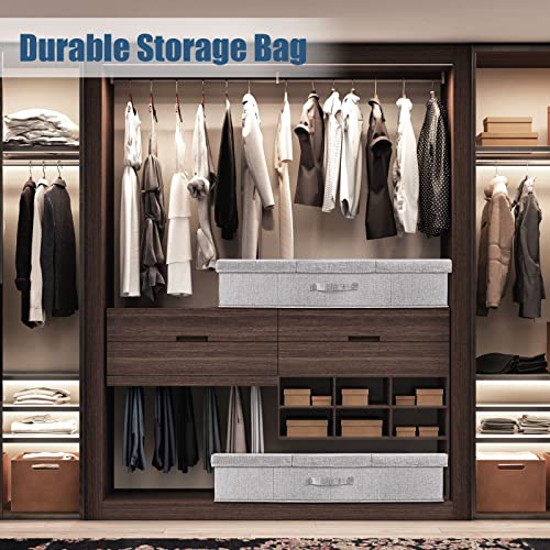 Supowin Underbed Storage Containers Bin with Lids (Set of 2) Large Under Bed Storage Organizer Box with Handle, Foldable Under the Storage Bags for Organizing Clothes, Shoes, Blankets, Pillows-Grey