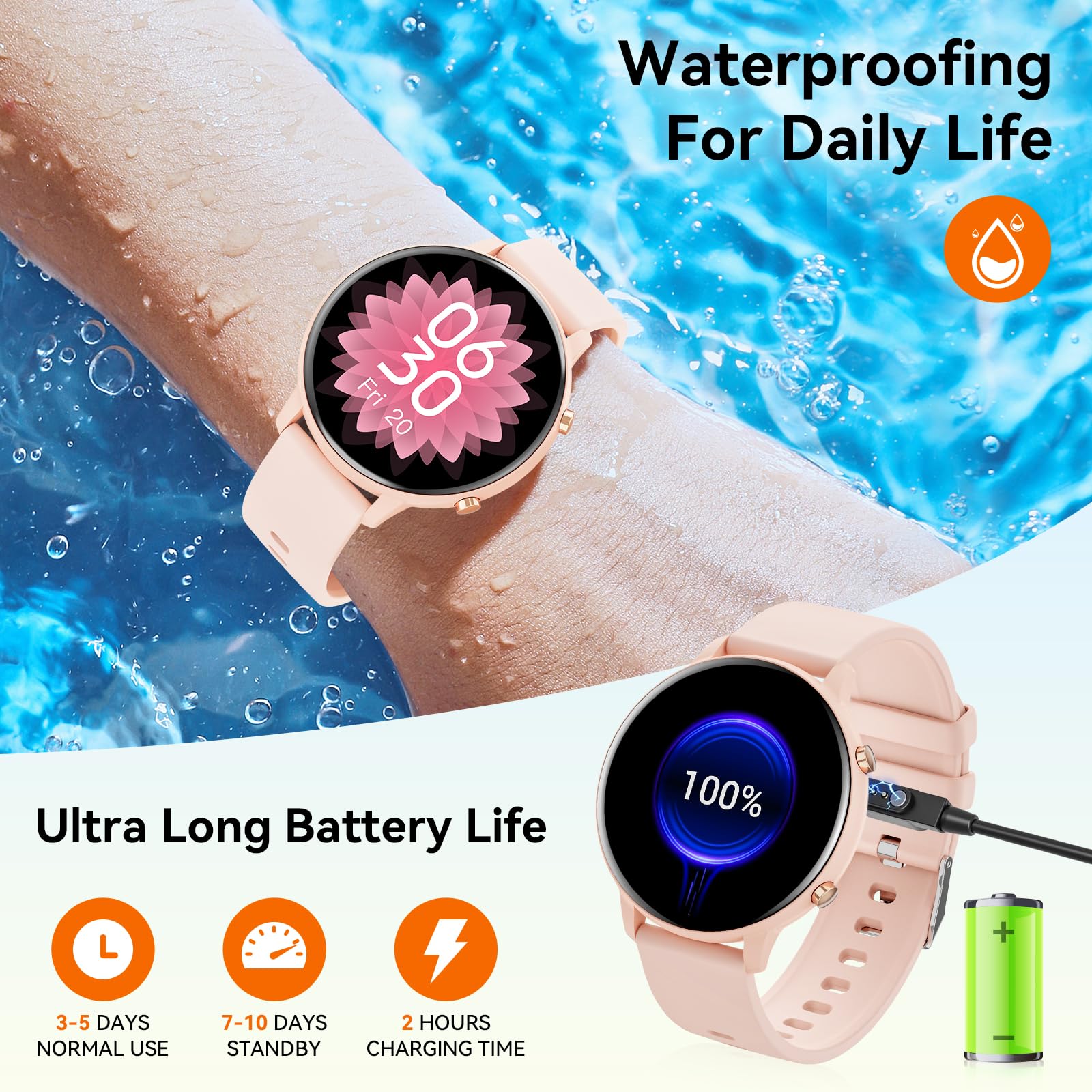 Smart Watch, Bluetooth Call Smartwatch for Men and Women,Monitoring Heart Rate/Sleep/Blood Oxygen/Pedometer,1.39-inch Fitness Tracker with Multiple Sports Modes,Smartwatches fit for IOS and Android