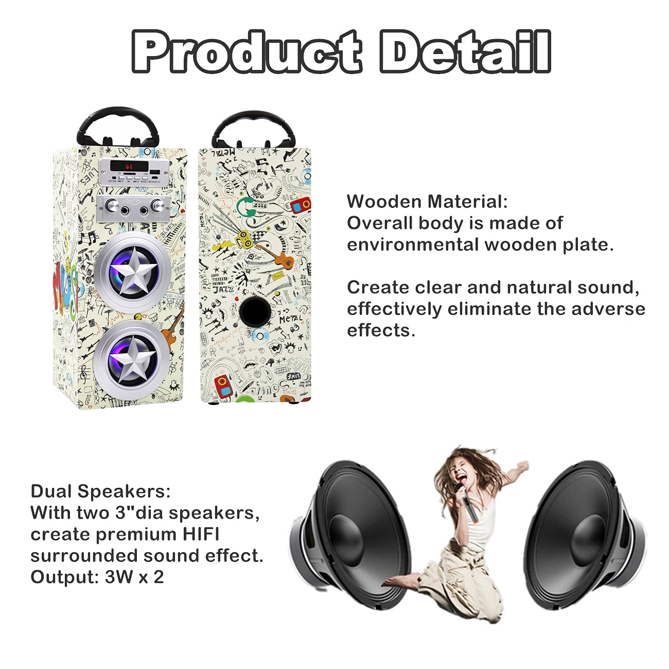 IndeCool Kids Bluetooth Karaoke Machine with 2 Microphones, Rechargeable Remote Control Wireless Karaoke Speaker Portable Karaoke Machine Music MP3 Player for Kids Adult Party Gift (Silver)
