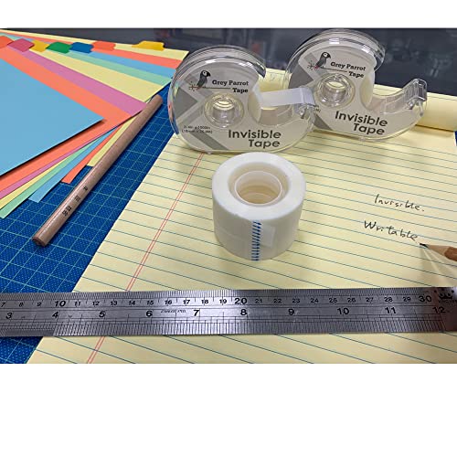 Greyparrot Office Tape Clear Refill Rolls + Dispenser(8 Pack),(3/4β X 1000in/pack). for Craft Jobs, Gift Wrapping, Office Work Glossy Finish, Refillable (8000 inch/Total(Matte)