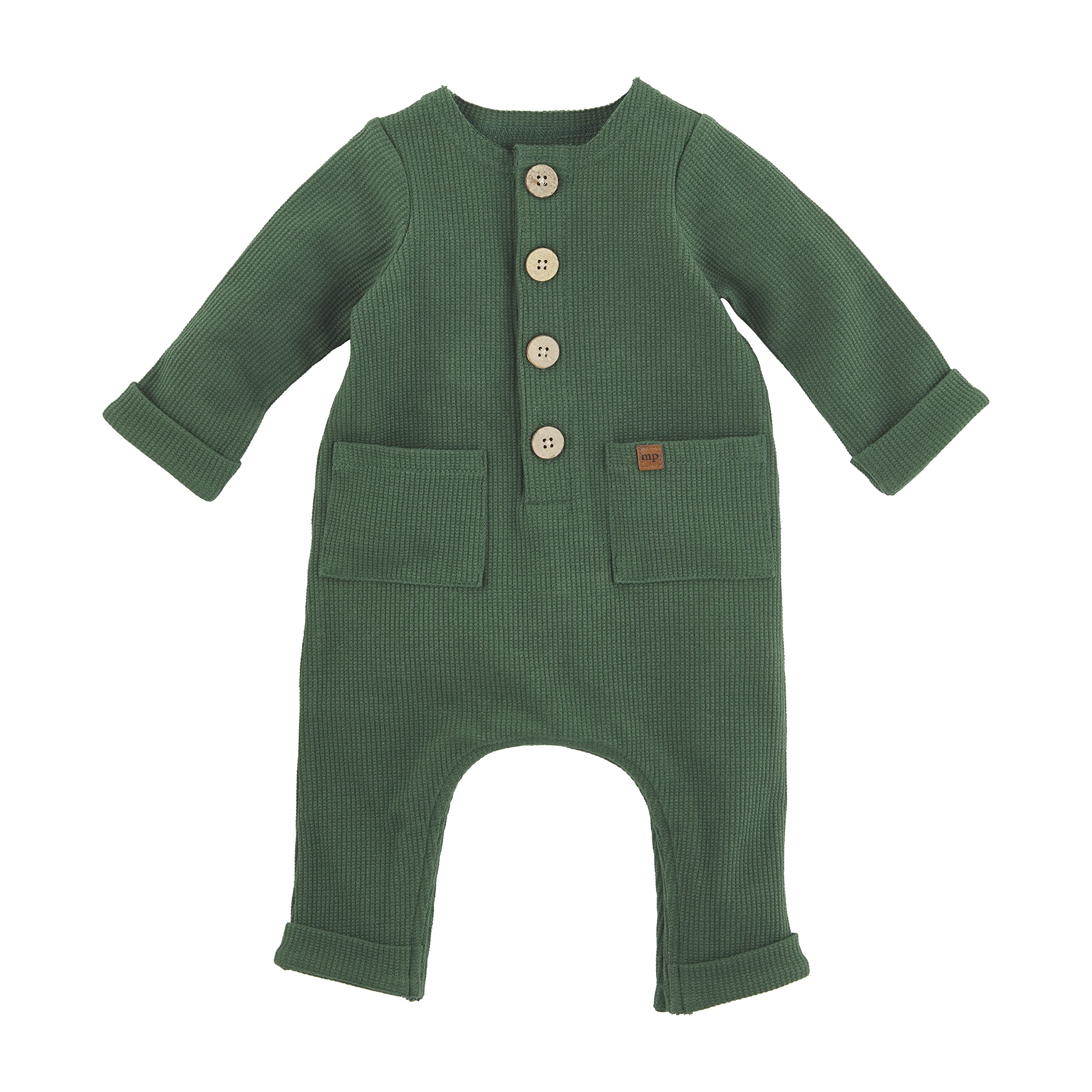 Mud Pie Baby Boy Waffle One Piece Bodysuit, Green, 9-12 Months