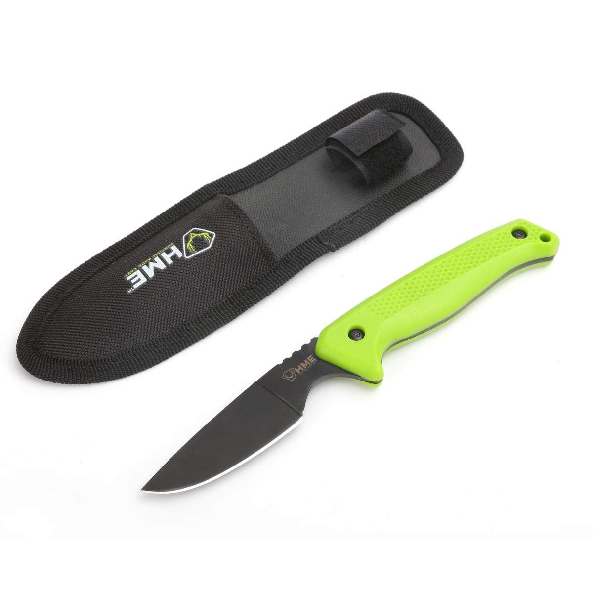 HME Fixed Stainless Steel Caping Black Oxide 2.5" Blade Knife with Heavy-Duty Nylon Sheath for Hunting, Camping, Backpacking