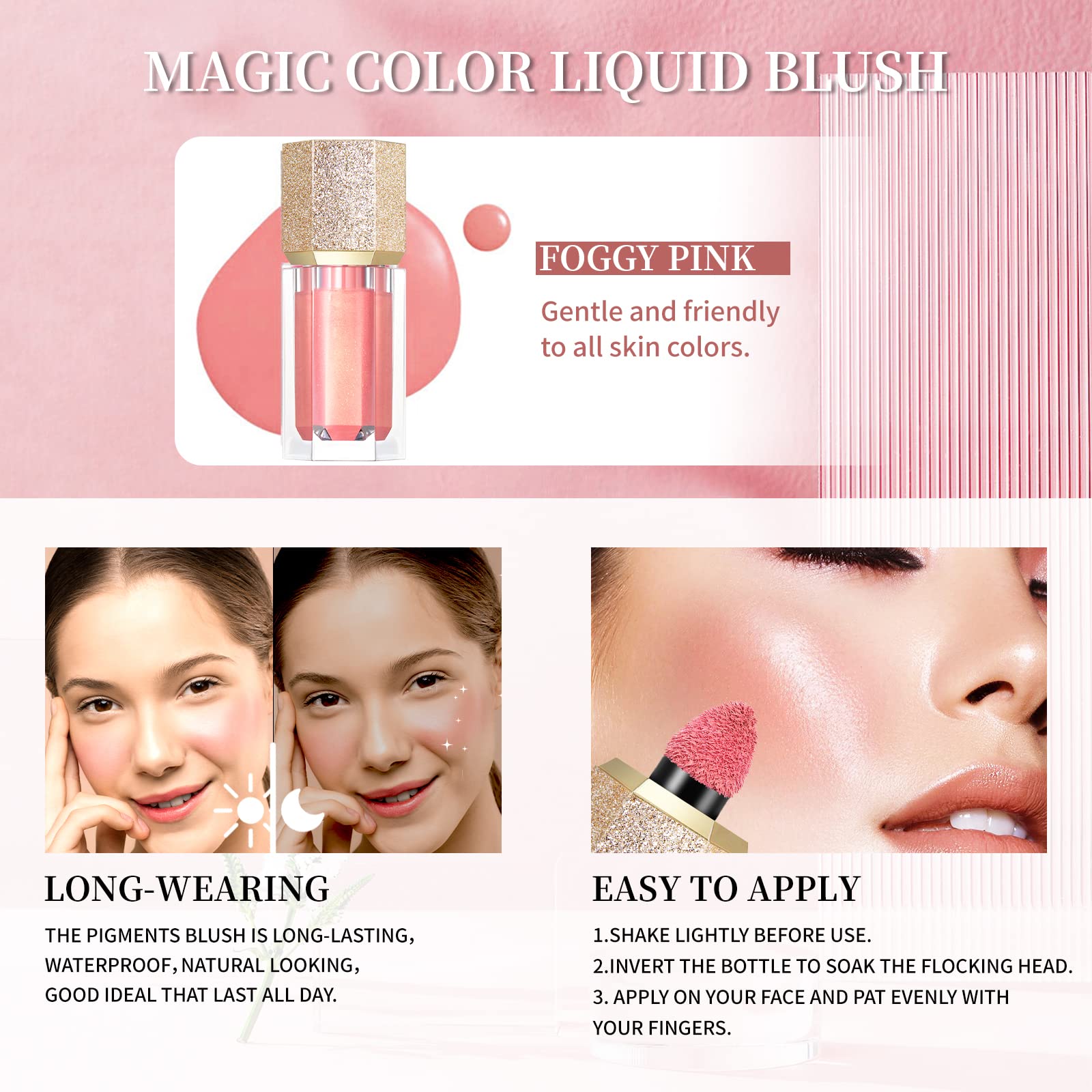 PASNOWFU Soft Cream Liquid Blush, Creamy Blush For Cheak, Long Lasting, Waterproof, Smudge Proof, Bright Natural Looking Skin Blush Makeup, Cherry Red