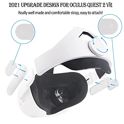 Head Strap for Oculus Quest 2 VR Headset, Gusing Replacement Elite Strap Headset Adjustable Head Band Reduce Head Pressure with Portable Telescopic Band, Soft Comfort Head Cushion, White