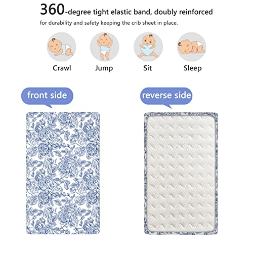 Rose Themed Fitted Crib Sheet,Standard Crib Mattress Fitted Sheet Ultra Soft Material-Baby Crib Sheets for Girl or Boy,28β x52β,Dark Violet White