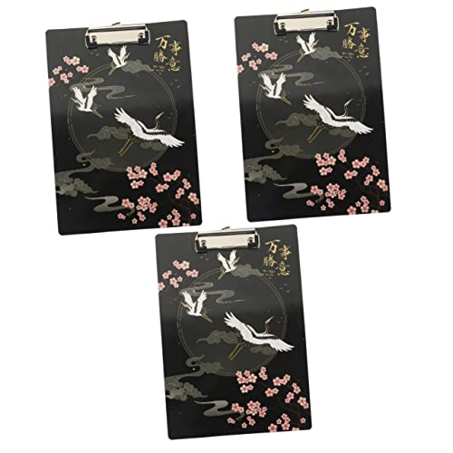 Tofficu 3pcs Acrylic Sheet Nurses Clipboards Paper Clip Holder Hardboard Clipboard Exam Paper Clips A4 File Folder Lightweight Clipboard Black Plate Clamp Multifunction Office Clipboard