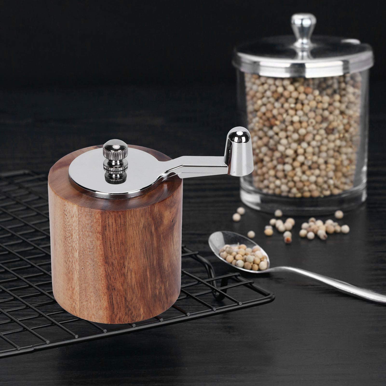 Manual Pepper Grinder, Adjustable Thicknesses Spices Mill Grinding Tool with Long Crank, Suitable for Home, Restaurant, Outdoor Barbecue