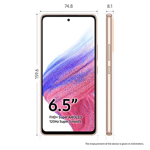 SAMSUNG Galaxy A53 5G Dual A536E 256GB 8GB RAM Factory Unlocked (GSM Only | No CDMA - not Compatible with Verizon/Sprint) - Peach