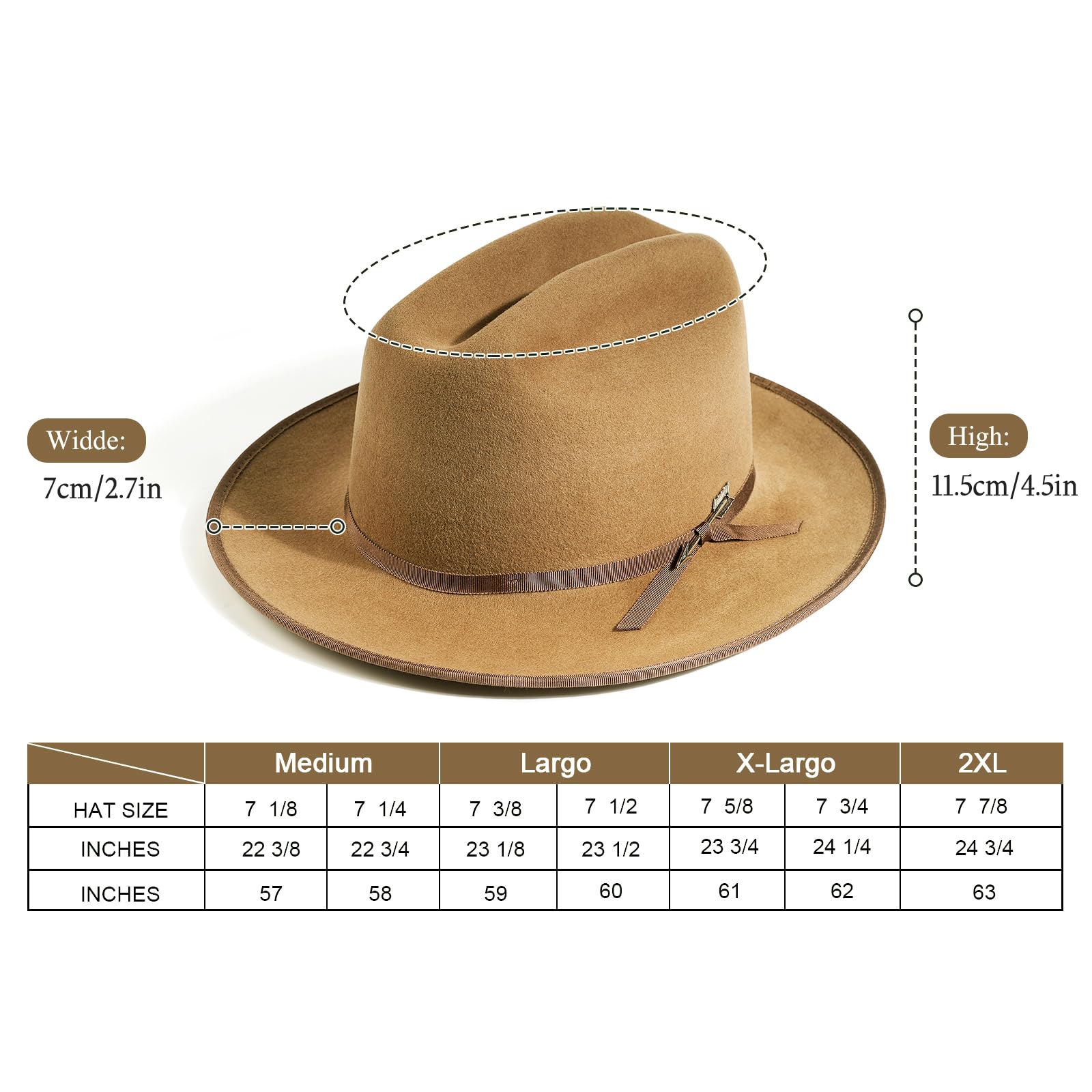 Open Road Hat Cowboy Fedora Hat Pure Wool Felt Hat Vintage Rancher Hat Airway Vented Panama Hats for Men Women