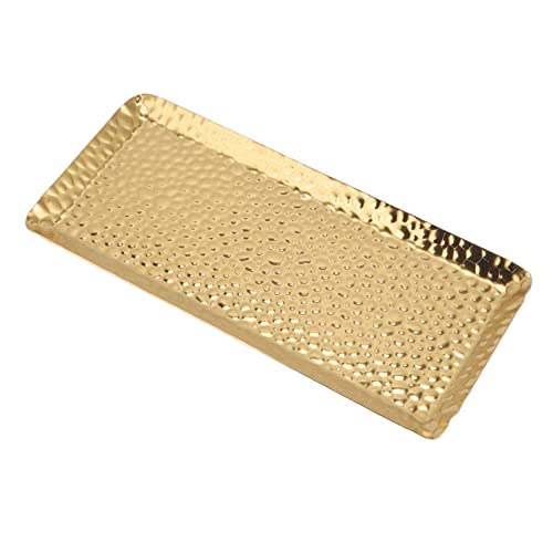 Serving Platter, Elegant Pastry Serving Tray Hammered Dishwasher Safe for Restaurant (Gold)