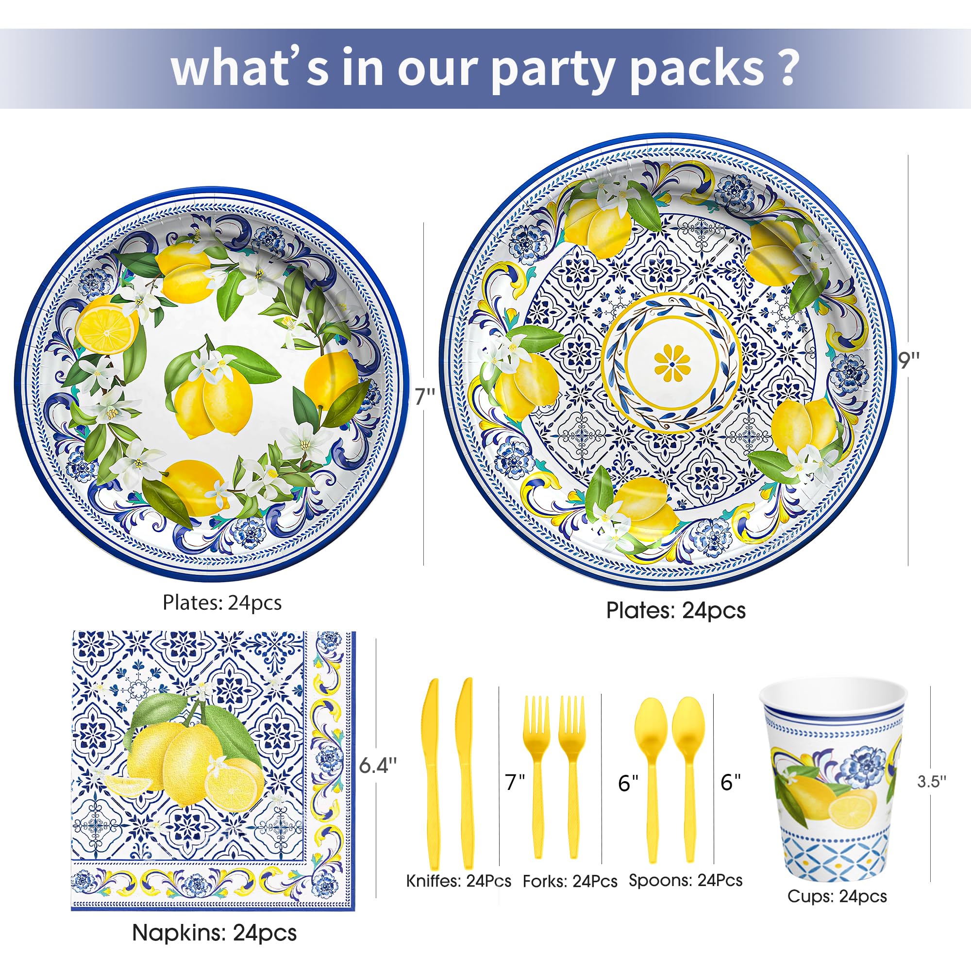 Owelleny Lemon Bridal Shower Decorations Tableware - She Found Her Main Squeeze Bridal Shower Party Supplies, Paper Plate, Napkin, Cup, Disposable Cutlery, Lemon Party Decorations Supplies | Server 24