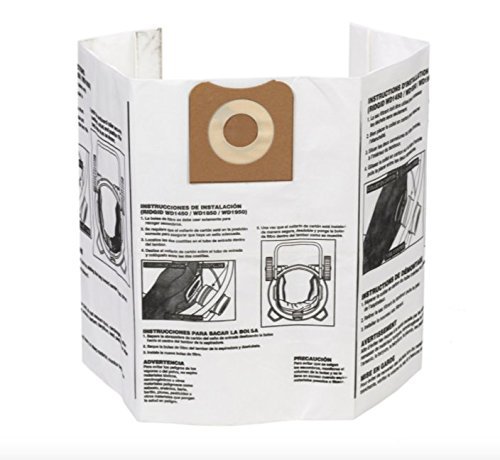 Ridgid VF3502 High Efficiency, Dry Pickup Dust Bags for 12-16 Gallon Ridgid Wet/Dry Vacuums (2 X Pack of 2)