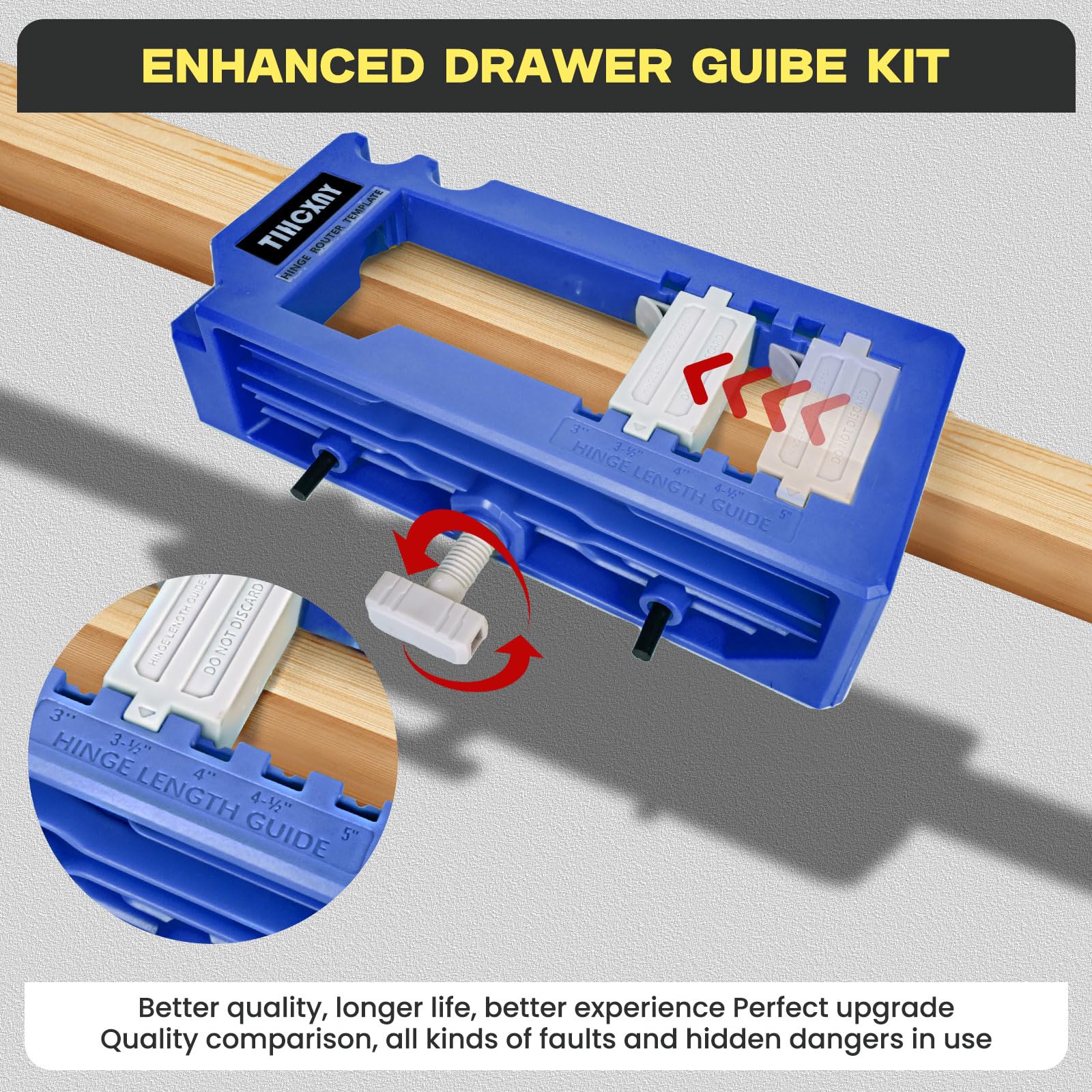 TIHCXNY (Blue) Door Hinge Mounting Kit, Door Hinge Clip, Door Hinge Mortise, Door Hinge Router Template fits 3" to 5" Length and 90 Degree Angle, 1/4" or 5/8" Thickness Door Hinges.