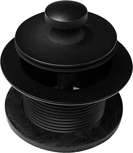Westbrass D321H-62 14" Brass Bath Waste & Overflow Assembly with Twist & Close Drain Plug and Illusionary Faceplate, Semi-Exposed, Matte Black