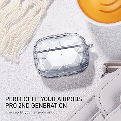 Youskin Airpod Pro 2 Case 2022 Diamond Crystal Clear, AirPods Pro 2nd Generation Case Cover, Full-Body Shockproof Hard Shell Protective for Men Women with Keychain,Crystal Clear