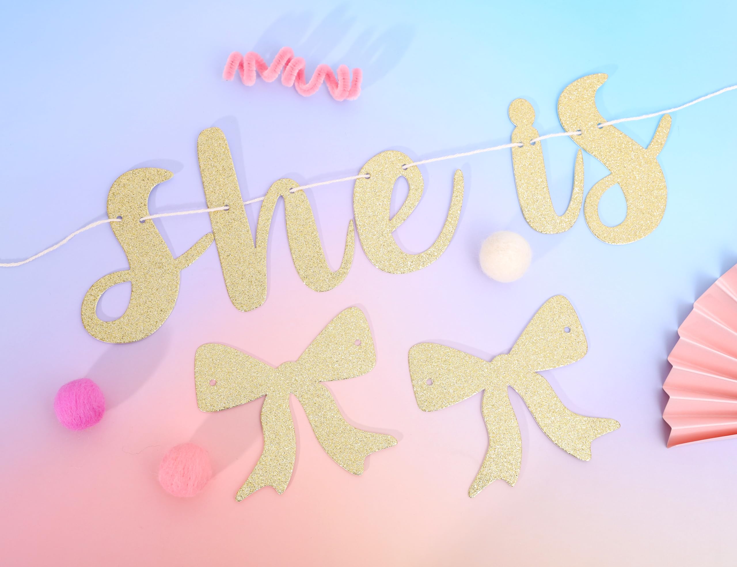 She is Tying The Knot Banner - Bridal Shower Banner Wedding Banner, Engagement Wedding Decorations, Wedding Theme Party Decoration Gold Glitter, Bridal Shower Photo Props