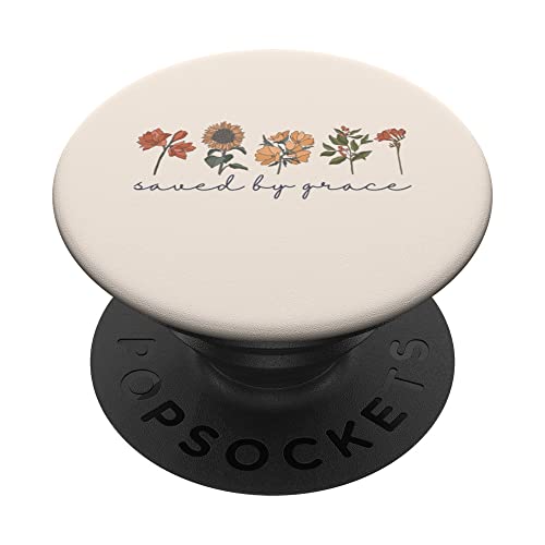Saved By Grace Christian Bible 2:8 Ephesians Wildflowers PopSockets Standard PopGrip