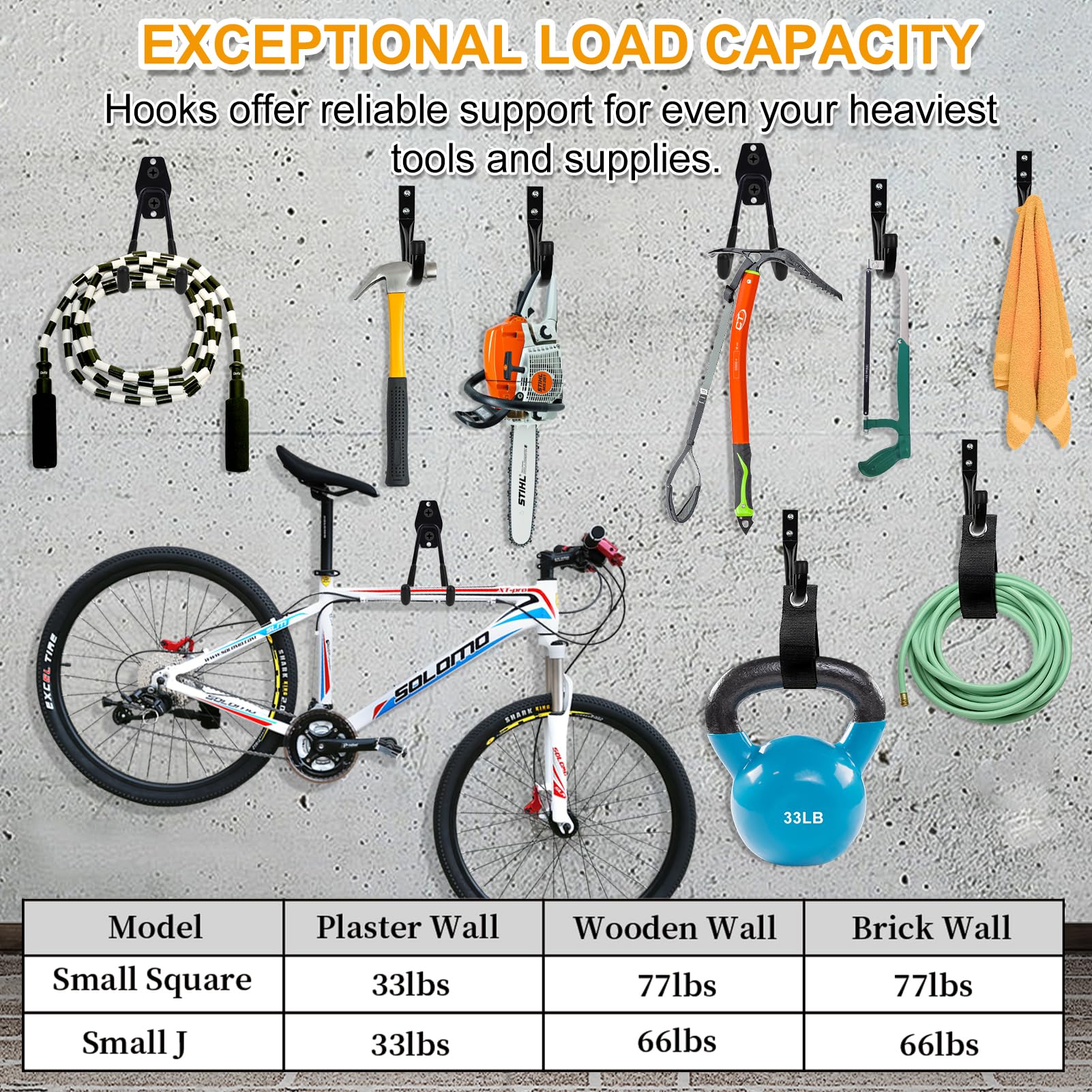 REMIAWY Garage Hooks Heavy Duty, Steel Utility Garage Storage Hook 6 Pack, Wall Mount Double Tool Hangers with Anti-Slip Coating for Hanging and Organizing Ladder Bike, Garden Tools, Bulk Items