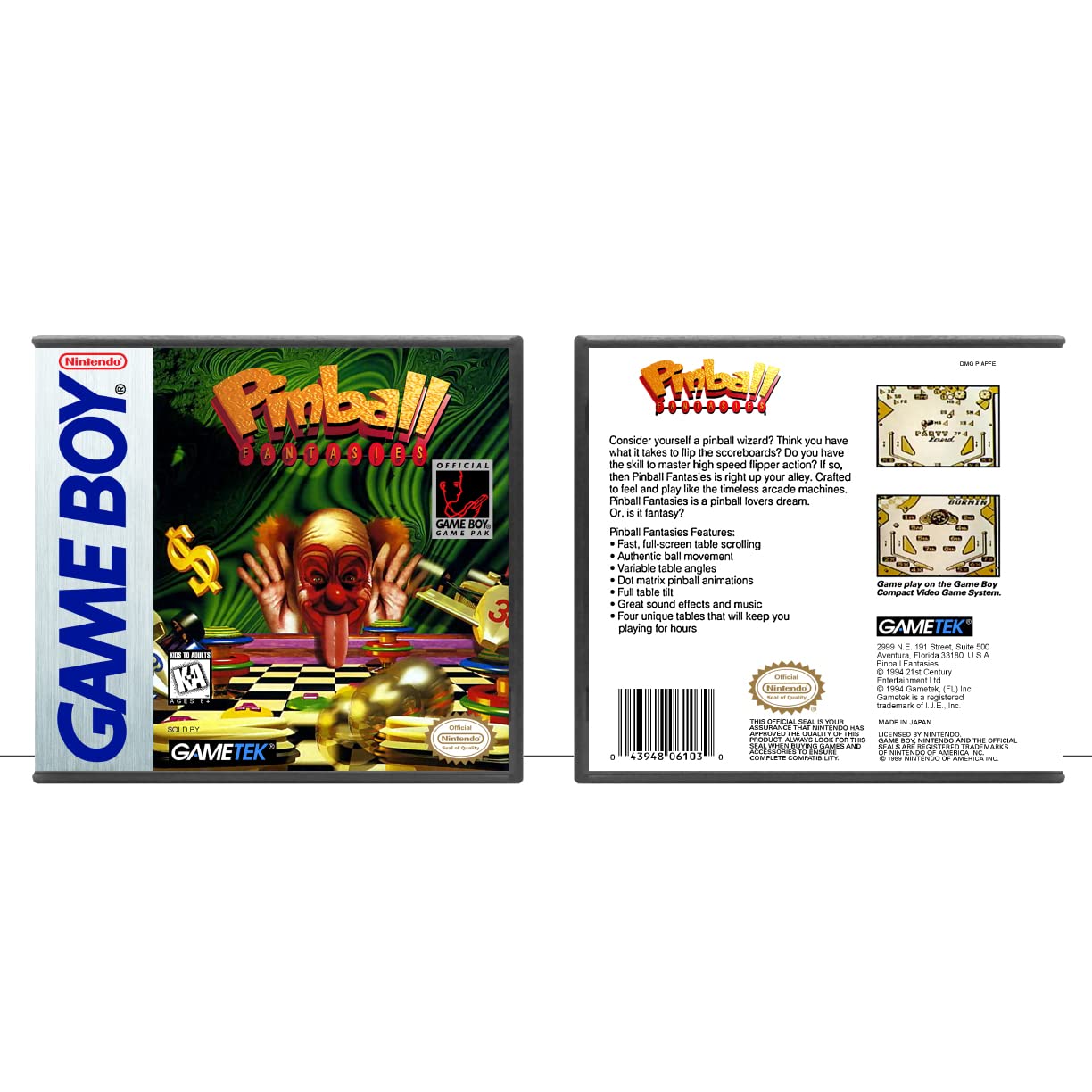Pinball Fantasies | (GB) Game Boy - Game Case Only - No Game