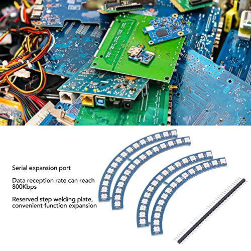 Socobeta RGB Ring Wall Clock Light, RGB LED Light PCB WS2812 Chip 5V Serial Port 800Kbps Stable Display High Brightness for Home