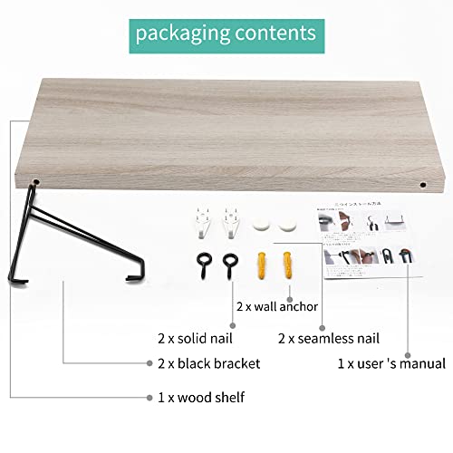 YOYAI Set of 3 Rustic Wood Wall Shelf Wall Mounted Floating Wooden Shelves Wall Decor Organizer Living Room Bedroom Kitchen(Gray)