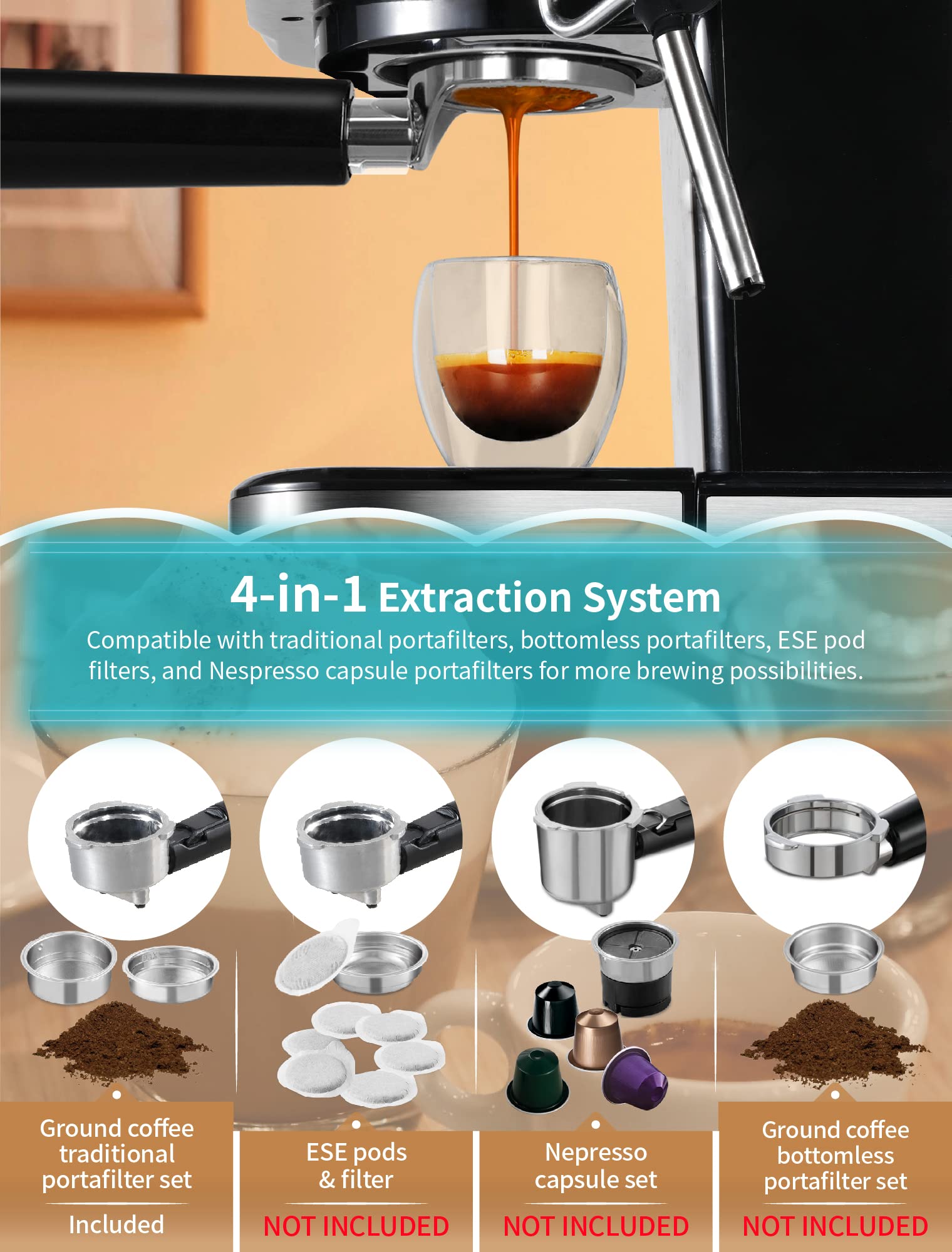 Gevi Espresso Machine, Espresso Maker with Milk Frother Steam Wand, Compact Espresso Super Automatic Espresso Machines for home Cappuccino, Latte