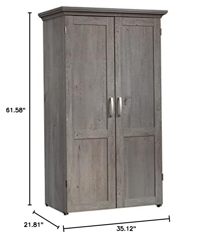 Sauder Miscellaneous Storage Craft & Sewing Armoire, L: 35.112" x W: 21.81" x H: 61.58", Mystic Oak Finish